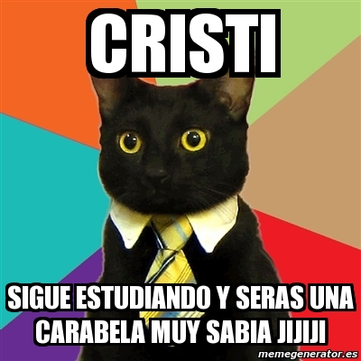 Meme Business Cat - Cristi sigue estudiando y seras una carabela muy ...