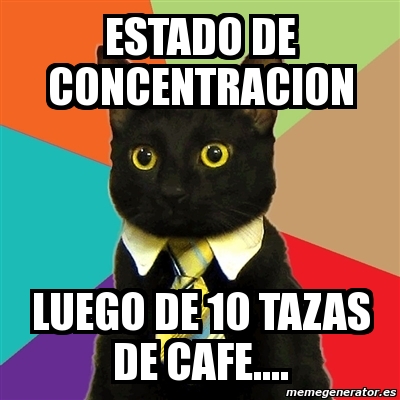 Meme Business Cat - ESTADO DE CONCENTRACION LUEGO DE 10 TAZAS DE CAFE ...