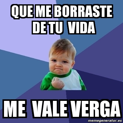 Meme Bebe Exitoso - que me borraste de tu vida me vale verga - 220043