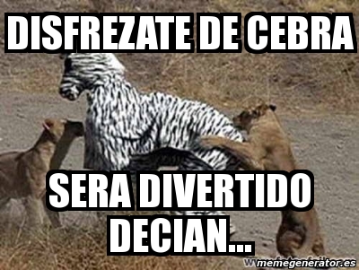 Meme Personalizado - DISFREZAte de cebra sera divertido decian... - 456592