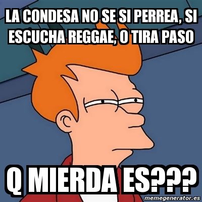 Meme Futurama Fry - la condesa no se si perrea, si escucha reggae, o ...