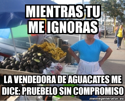 Meme Personalizado - MIENTRAS TU ME IGNORAS LA VENDEDORA DE AGUACATES ...