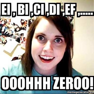 Meme Overly Attached Girlfriend - ei , bi ,ci ,di ,ef ,..... ooohhh ...