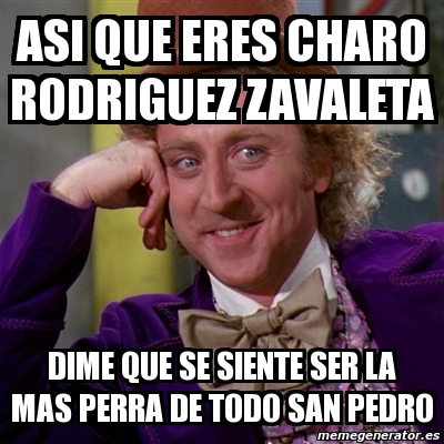 Meme Willy Wonka - ASI QUE ERES CHARO RODRIGUEZ ZAVALETA DIME QUE SE ...