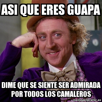Meme Willy Wonka - Asi que eres guapa dime que se siente ser admirada ...