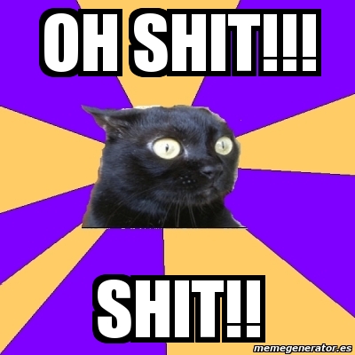 Meme Anxiety Cat - oh shit!!! shit!! - 817332
