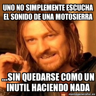 Meme Boromir - uno no simplemente escucha el sonido de una motosierra ...