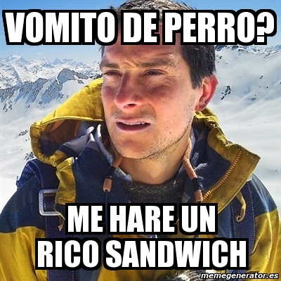 Meme Bear Grylls - VOMITO DE PERRO? ME HARE UN RICO SANDWICH - 939202