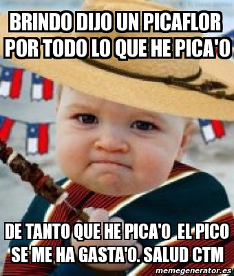 Meme Personalizado - Brindo dijo un picaflor por todo lo que he pica'o ...