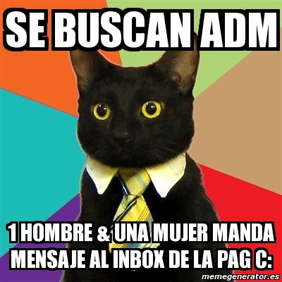 Meme Business Cat - Se buscan adm 1 hombre & una mujer manda mensaje al ...