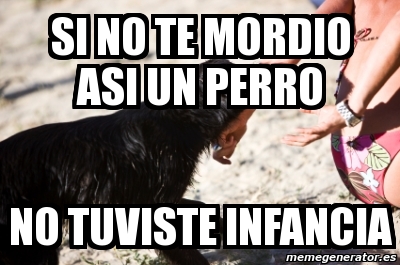 Meme Personalizado - si no te mordio asi un perro no tuviste infancia ...