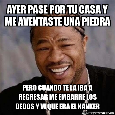 Meme Yo Dawg - ayer pase por tu casa y me aventaste una piedra pero ...