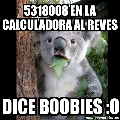 Meme Koala - 5318008 en la calculadora al reves dice boobies :o - 1563208