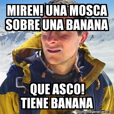 Meme Bear Grylls - Miren! una mosca sobre una banana QUE ASCO! tiene ...