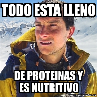 Meme Bear Grylls - todo esta lleno de proteinas y es nutritivo - 1788769