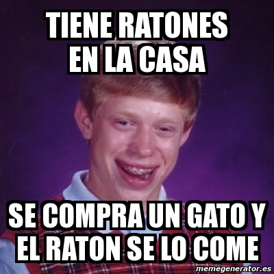 Meme Bad Luck Brian - tiene ratones en la casa se compra un gato y el ...