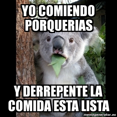 Meme Koala - yo comiendo porquerias y derrepente la comida esta lista - 11653160
