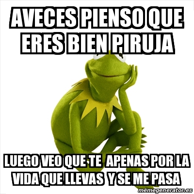 Meme Kermit the frog - aveces pienso que eres bien piruja luego veo que ...