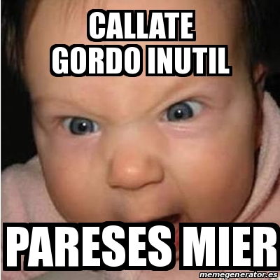 Meme Bebe furioso - callate gordo inutil pareses mier - 13265441