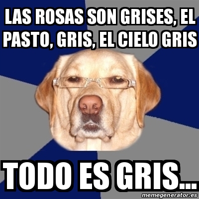Meme Perro Racista - Las rosas son grises, el pasto, gris, el cielo ...