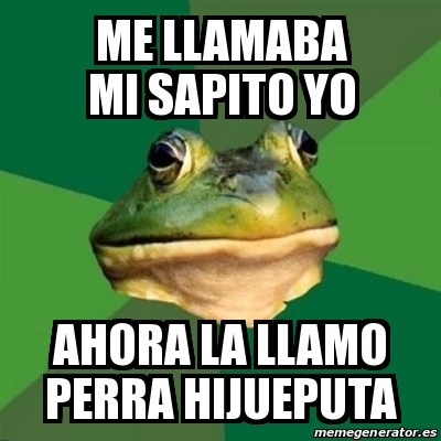 Meme Foul Bachelor Frog - me llamaba mi sapito yo ahora la llamo perra ...