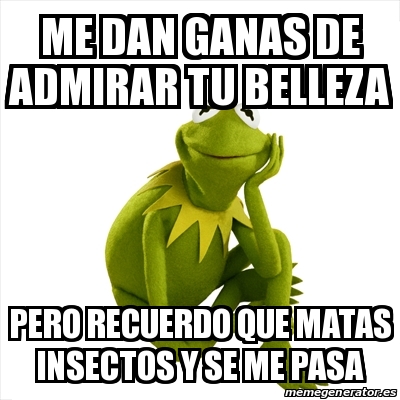Meme Kermit the frog - me dan ganas de admirar tu belleza pero recuerdo ...