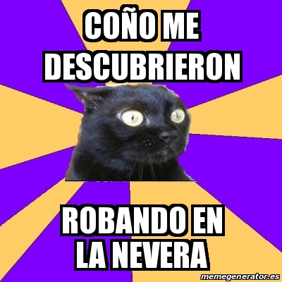 Meme Anxiety Cat - coÃ±o me descubrieron robando en la nevera - 14754457