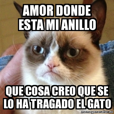 Meme Grumpy Cat - amor donde esta mi anillo que cosa creo que se lo ha ...