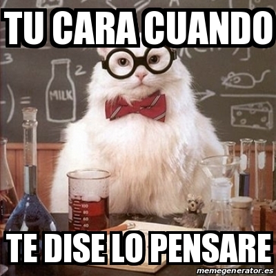Meme Chemistry Cat - tu cara cuando te dise lo pensare - 15003782