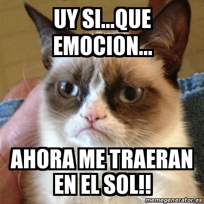 Meme Grumpy Cat - uy si...que emocion... ahora me traeran en el sol ...