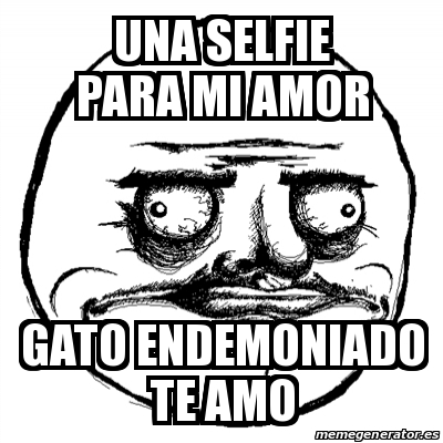 Meme Me Gusta - una selfie para mi amor gato endemoniado te amo - 16463622