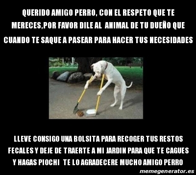 Meme Personalizado - QUERIDO AMIGO PERRO, CON EL RESPETO QUE TE MERECES ...