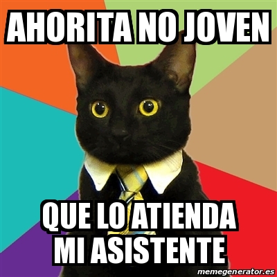 Meme Business Cat - ahorita no joven que lo atienda mi asistente - 16675073