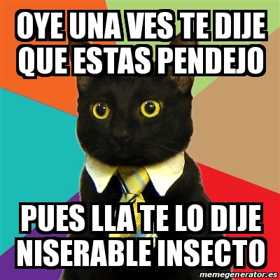 Meme Business Cat - oye una ves te dije que estas pendejo pues lla te lo dije niserable insecto ...