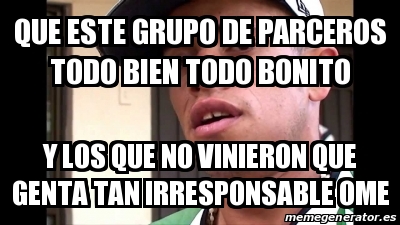 Meme Personalizado - que este grupo de parceros todo bien todo bonito y ...