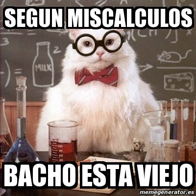 Meme Chemistry Cat - segun miscalculos bacho esta viejo - 17270929