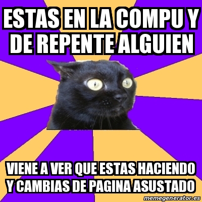 Meme Anxiety Cat - ESTAS En LA COMPU Y DE REPEnTE ALGUIEn VIEnE A VER ...