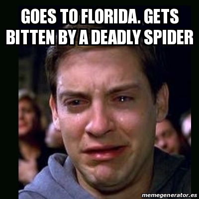 Meme crying peter parker - Goes to florida. gets bitten by a deadly ...