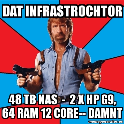Meme Chuck Norris - dat Infrastrochtor 48 TB NAS - 2 x hp G9, 64 RAM 12 ...