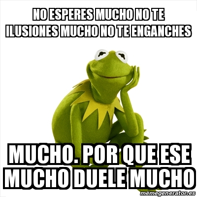 Meme Kermit the frog - no esperes mucho no te ilusiones mucho no te ...