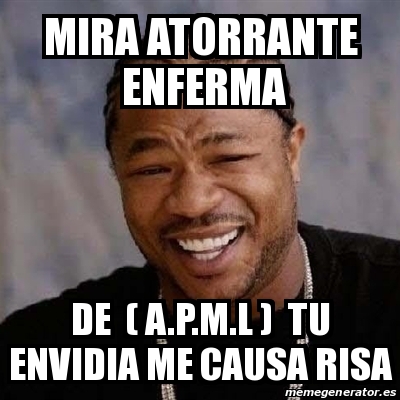 Meme Yo Dawg - MIRA ATORRANTE ENFERMA DE ( A.P.M.L ) TU ENVIDIA ME ...
