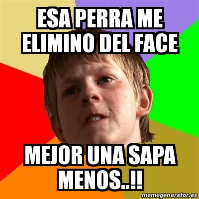 Meme Chico Malo - esa perra ME ELIMINO DEL FACE MEJOR UNA SAPA MENOS ...