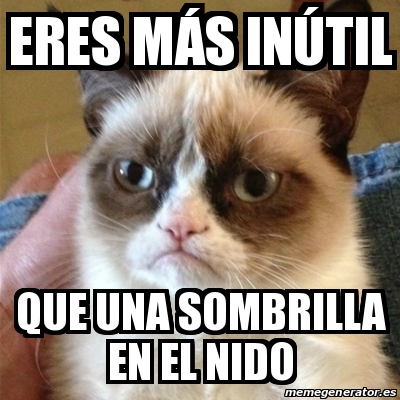 Meme Grumpy Cat - eres mÃ¡s inÃºtil que una sombrilla en el nido - 18166913