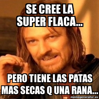 Meme Boromir - se cree la super flaca... pero tiene las patas mas secas ...