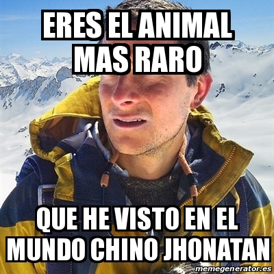 Meme Bear Grylls - eres el animal mas raro que he visto en el mundo ...