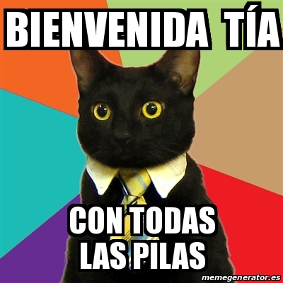 Meme Business Cat - Bienvenida TÃ­a Con todas las pilas - 18473393