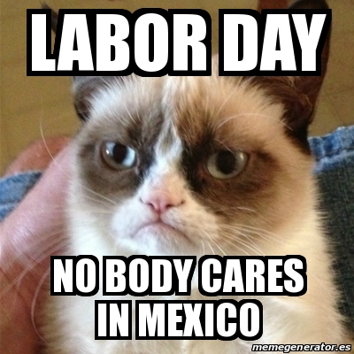 Meme Grumpy Cat - labor day no body cares in mexico - 18526165