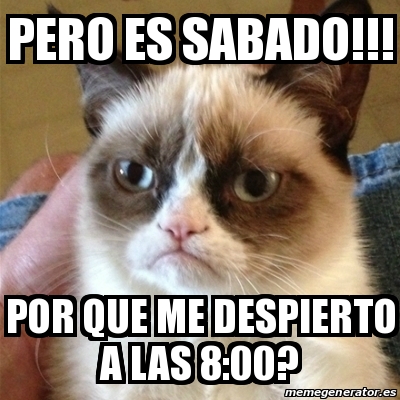 Meme Grumpy Cat - Pero es sabado!!! Por que me despierto a las 8:00 ...