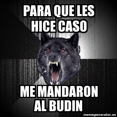 Meme Insanity Wolf - para que les hice caso Me mandaron al budin - 18911861