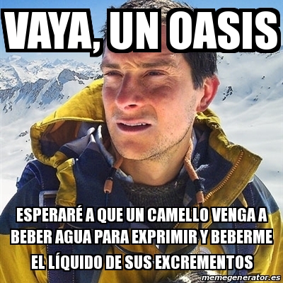 Meme Bear Grylls - vaya, un oasis esperarÃ© a que un camello venga a ...